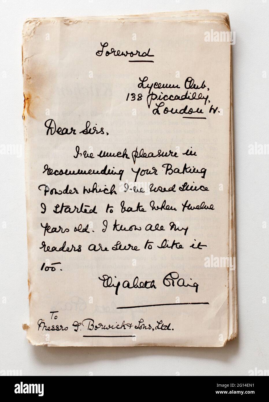 Elizabeth Craigs 250 Recipes Cookbook - Borwicks Baking Powder Stock ...