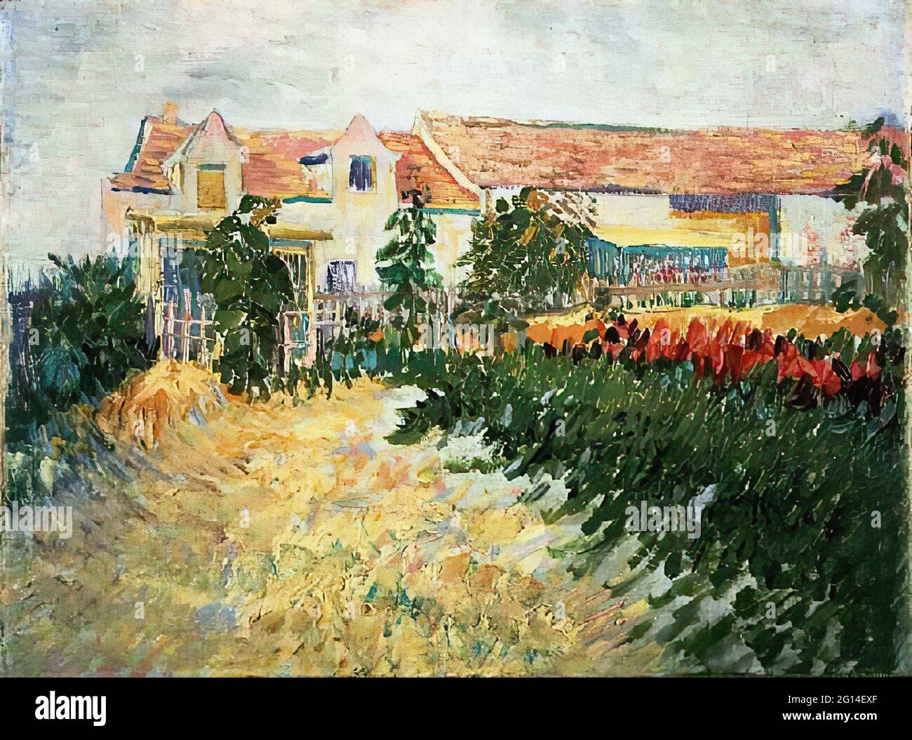 Vincent Van Gogh - House with Sunflowers 1887 Stock Photo - Alamy