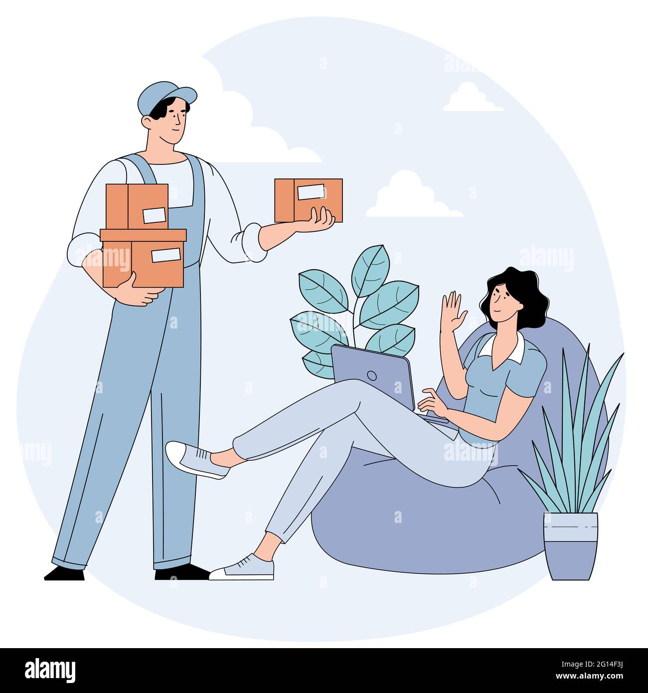 Woman signing delivery Stock Vector Images - Alamy
