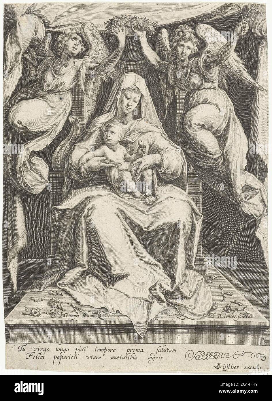 Grounding Maria with child. Maria is sitting on a throne, the child in ...