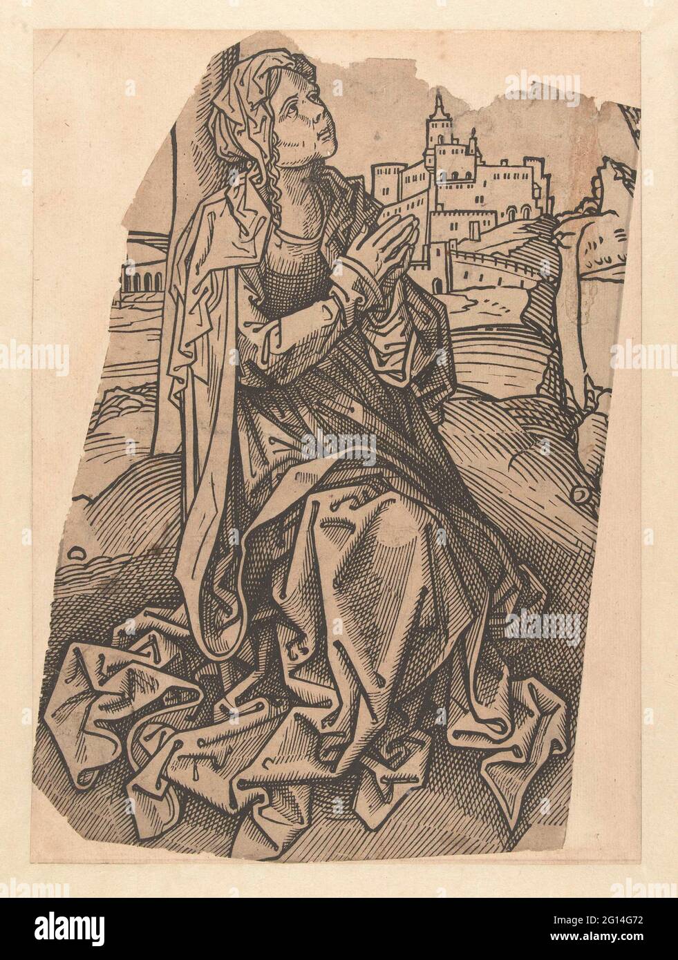 Mary Magdalene. Maria Magdalena kneeling at the foot of the cross ...