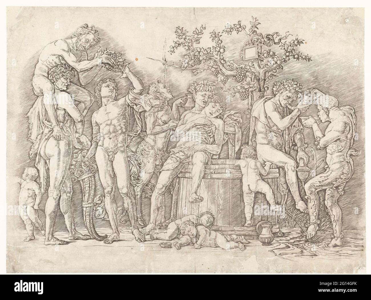 Bacchanal with satyrs and bacchants at Wine press Stock Photo - Alamy