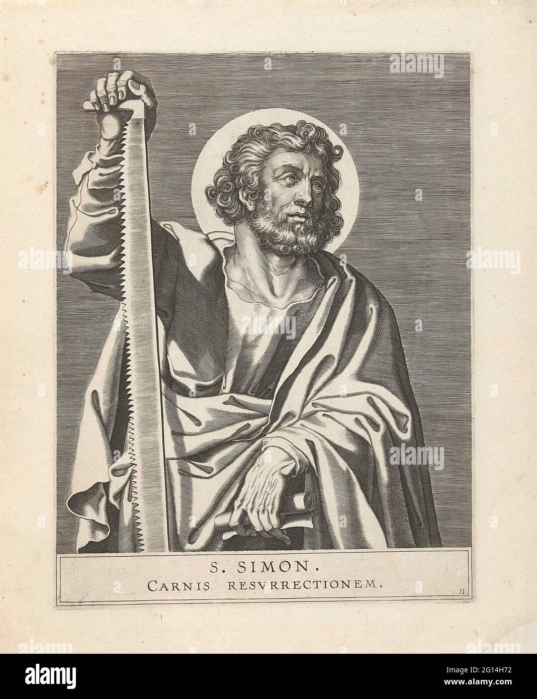 H. Simon. The Holy Simon, standing with a scroll and a saw saw in his ...