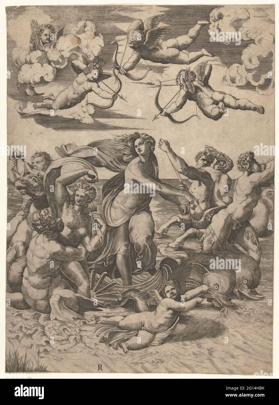 Triumph of Galatea with tritons and Nereïden and Putti. Galatea stands ...