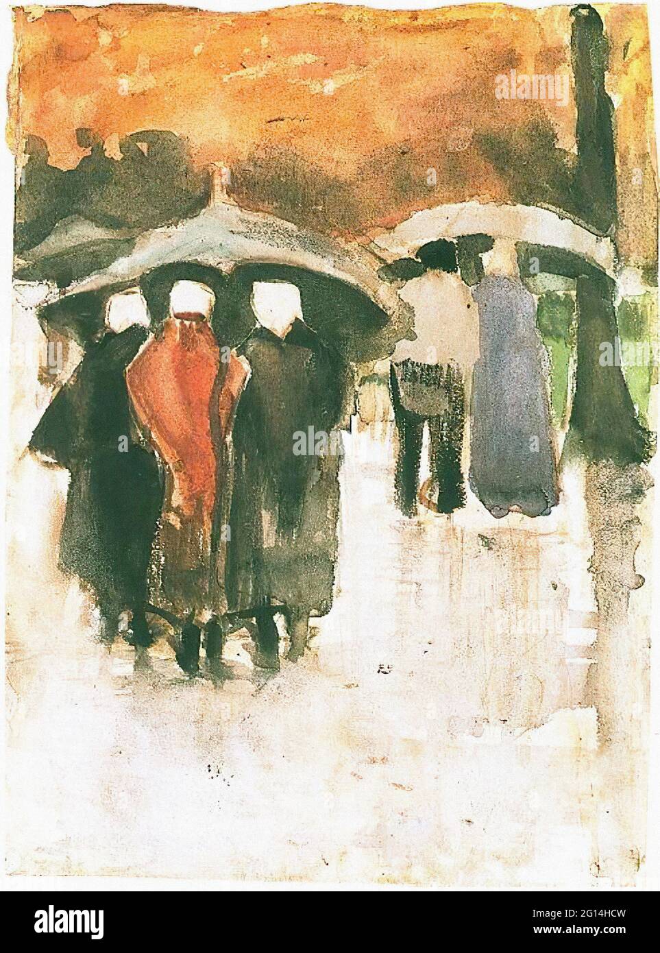 Vincent Van Gogh - Scheveningen Women Other People Under Umbrellas 1882 ...