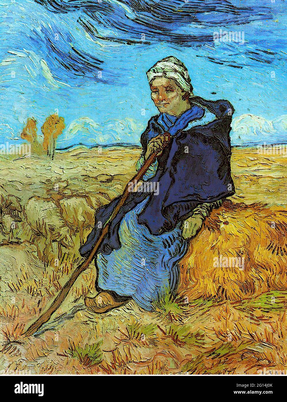 Vincent Van Gogh - Shepherdess After Millet 1889 Stock Photo - Alamy