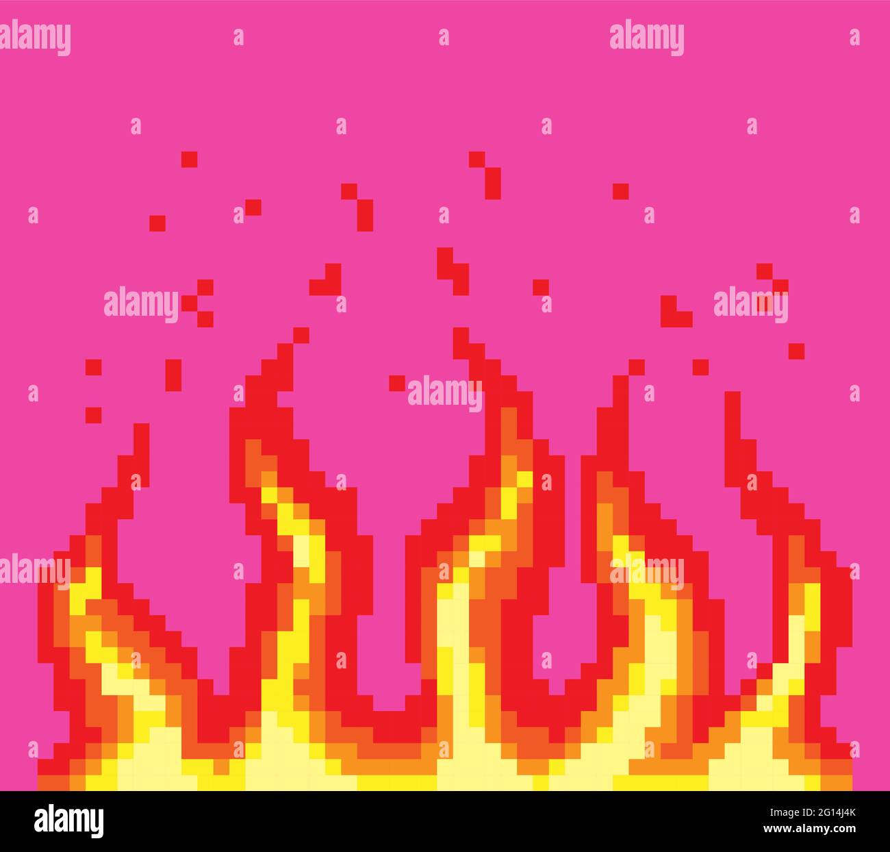 Pixel fire. Art 8 bit fire objects. Game icons set. Comic boom flame ...