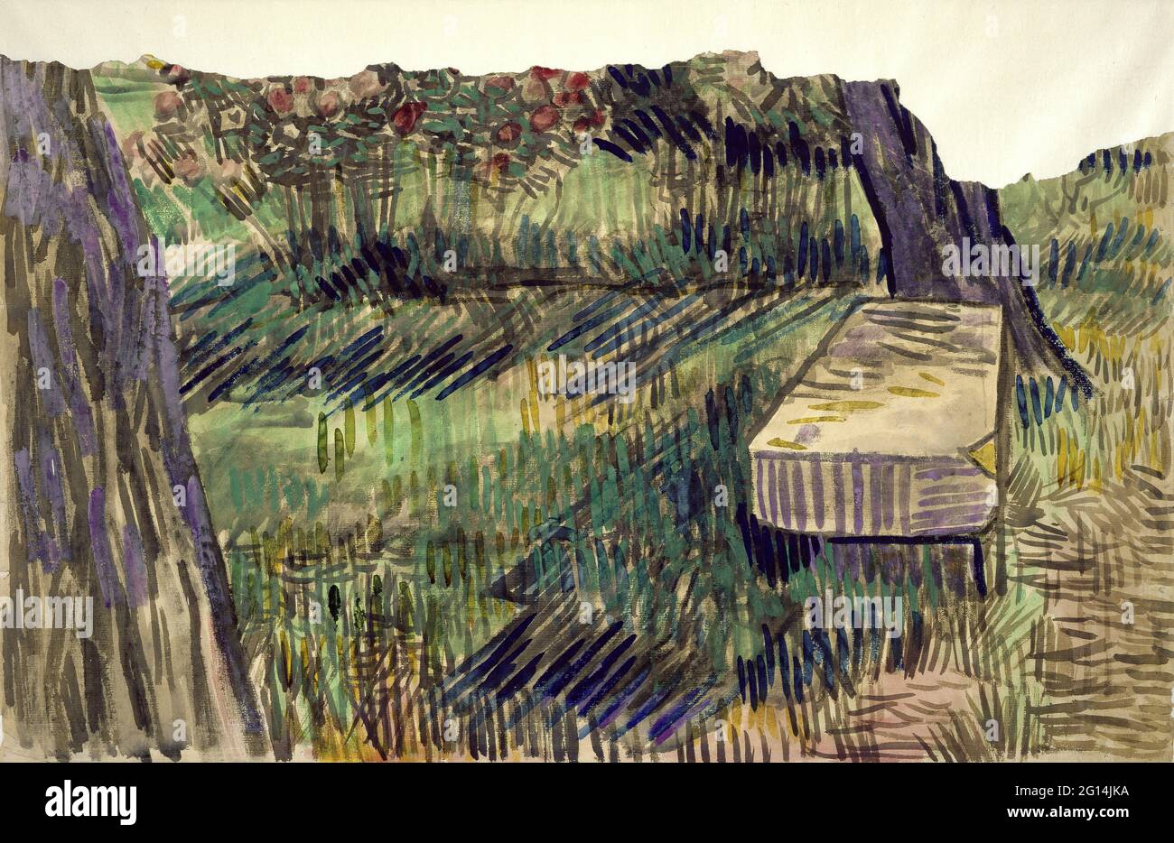 Vincent Van Gogh - Stone Bench in the Garden of the Asylum Stock Photo ...