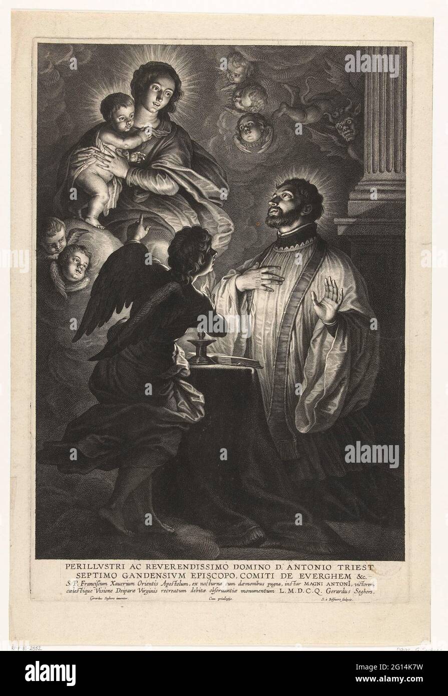 Saint Franciscus Xaverius worship Maria with child Stock Photo - Alamy