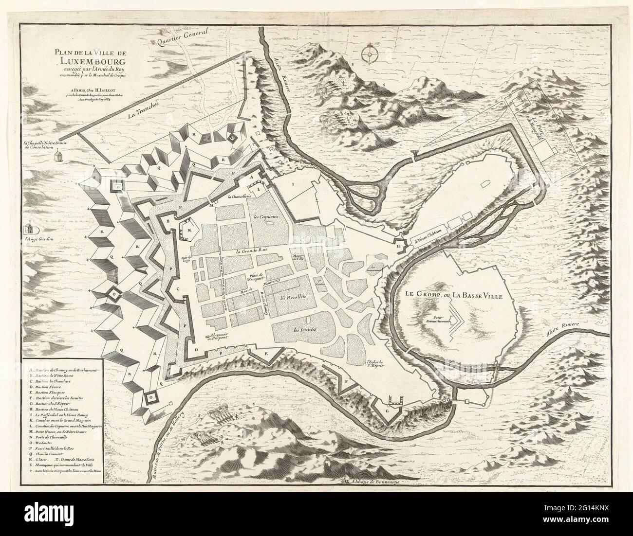 Map of Luxembourg, Besieged by the French in 1684; Plan De La Ville De ...