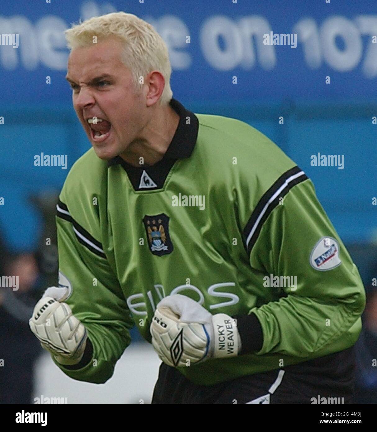 PORTSMOUTH V MAN. CITY MAN. CITY'S NICKY WEAVER CELEBRATES THE OPENING ...