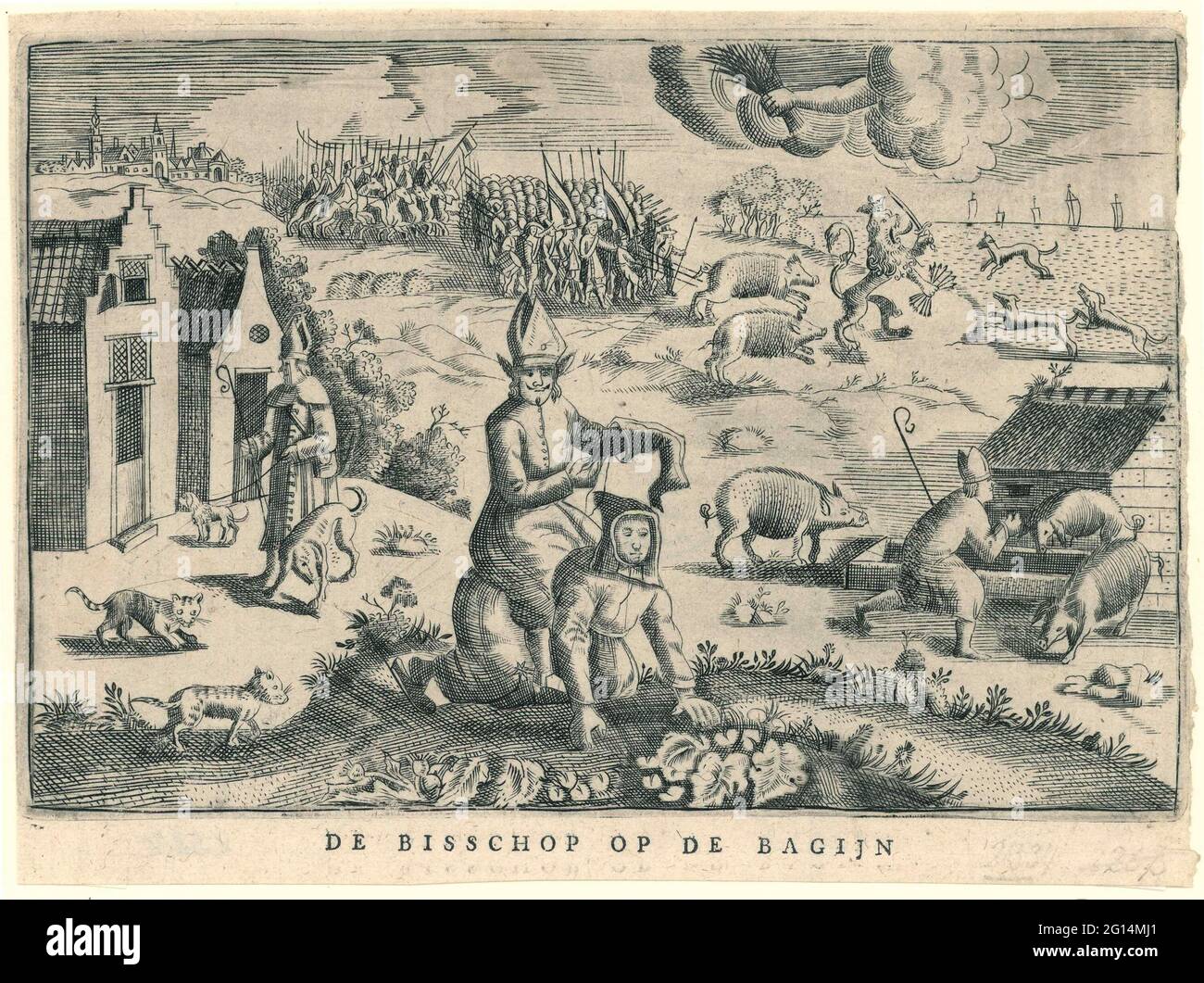 The bishop on the Bagijn. Cartoon on Christoph Bernard von Galen, the ...