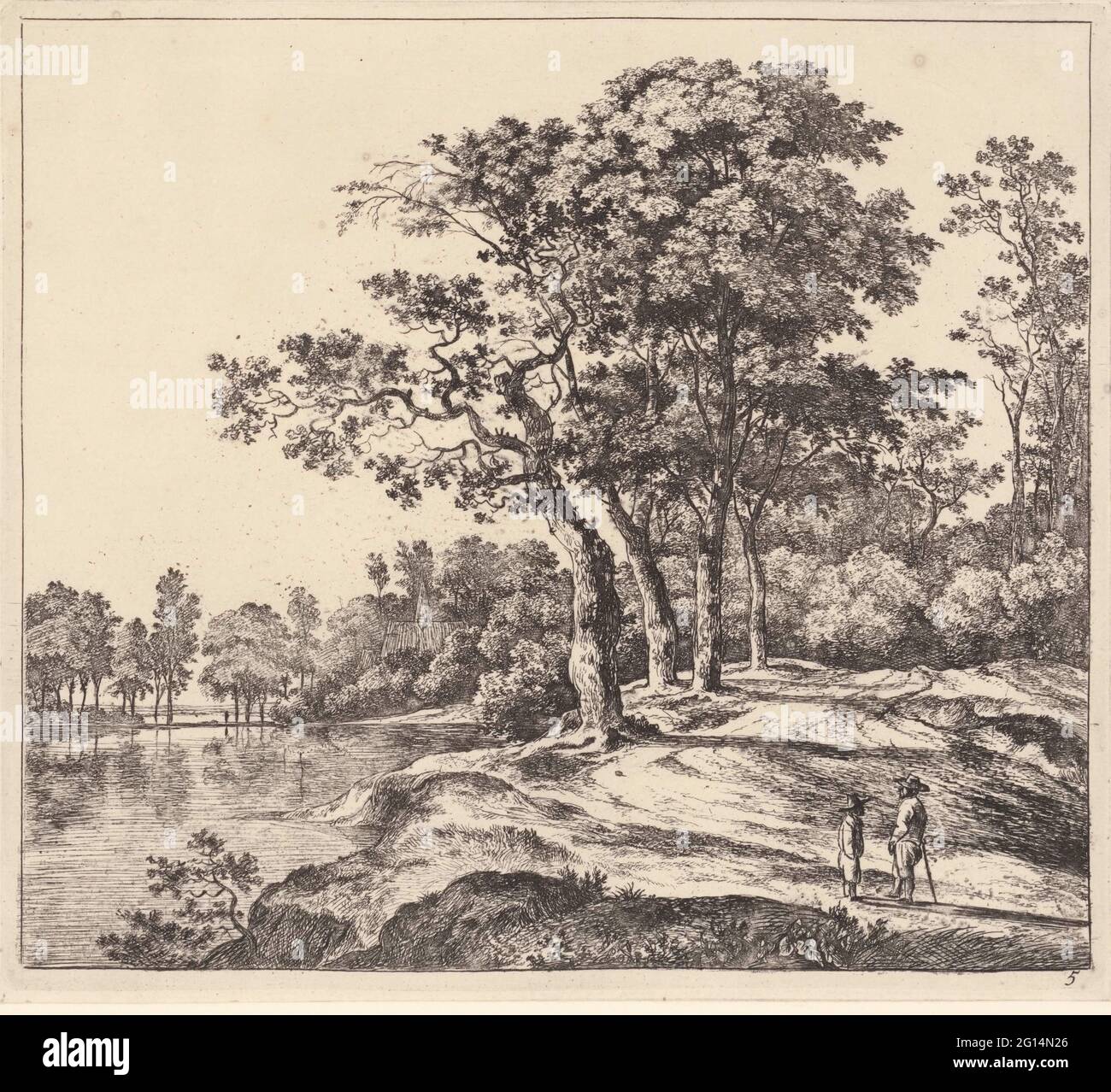 Landscape with a group of four trees; Landscapes; The four trees Stock ...