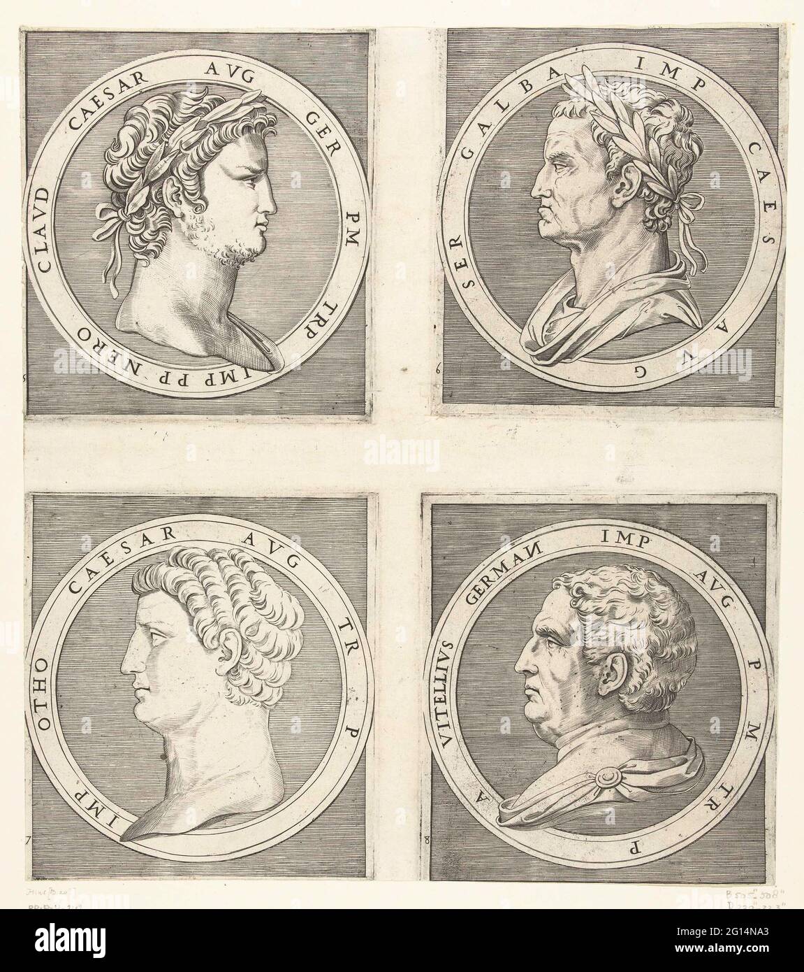 Portraits of emperors Nero and Galba and Otto and Vitelius; Portraits ...