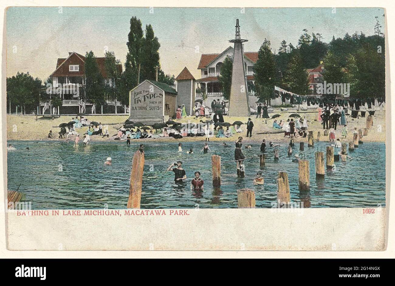 View of the Lake Michigan beach. View of the beach of Lake Michigan in ...