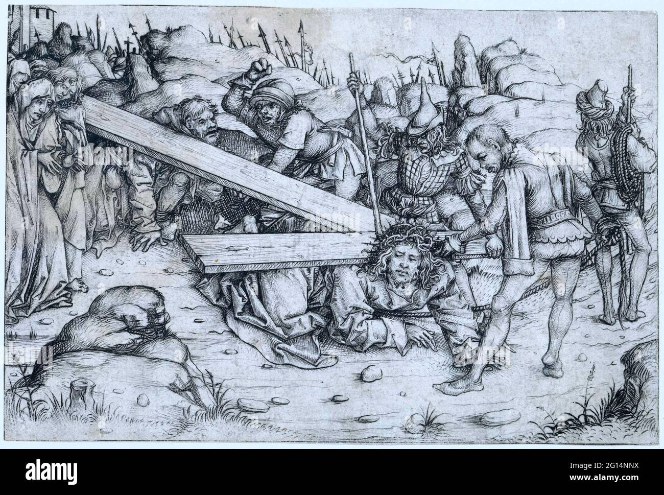 The crosshage. Christ collapsed under the weight of cross Stock Photo ...