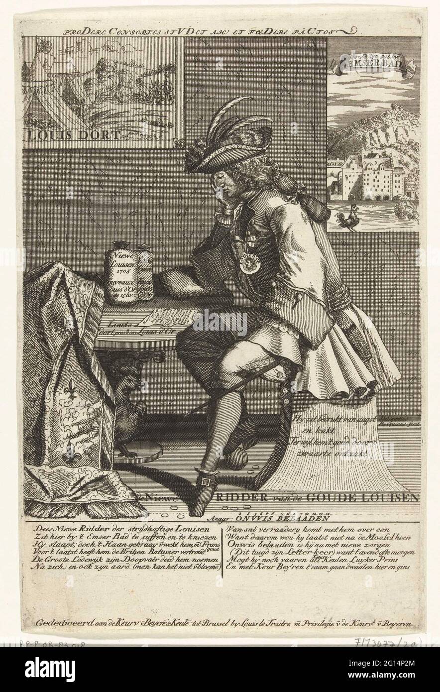 Cartoon at Louis Willem van Baden-Baden, 1705; Louis Dort / De Niewe ...