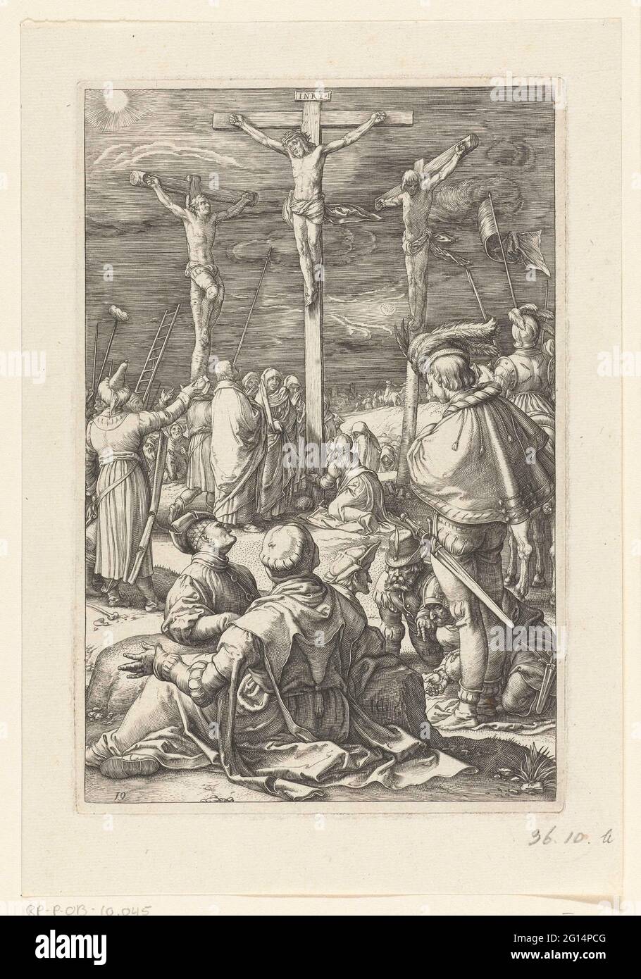 Christ on the cross; The passion. Christ on the cross between two ...