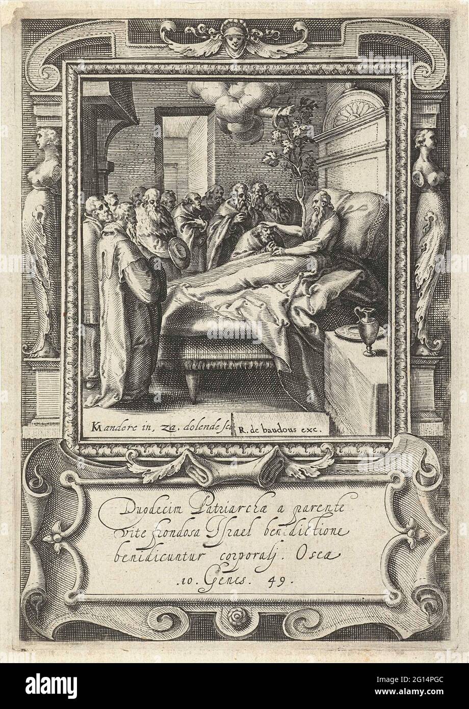 The death of Jacob. Jacob is surrounded by his sons. His son Jozef ...