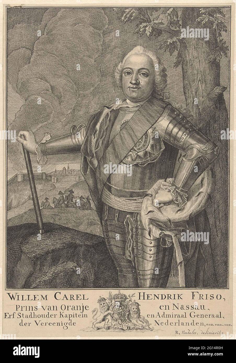 Portrait of Willem IV, Prince of Orange Nassau, in armor with ...