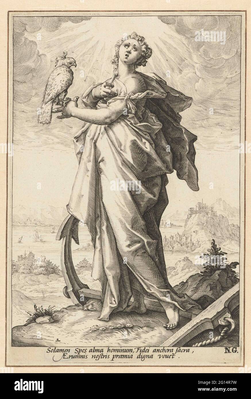 Hope (SPES); The virtues. The personal hope; A woman's figure with a ...