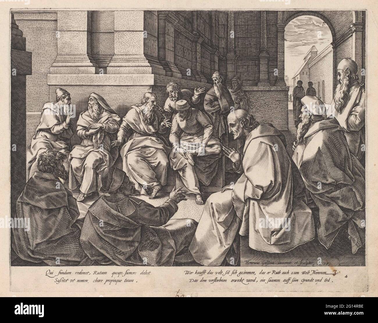 Boaz and the elders; The history of Ruth. Boaz talking to the elders ...