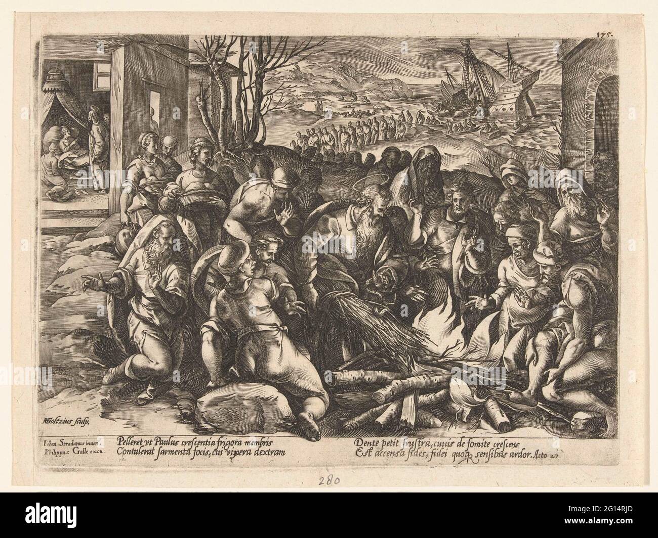 Paul bitten by a viper; History of the apostles. Paul is bitten by a ...