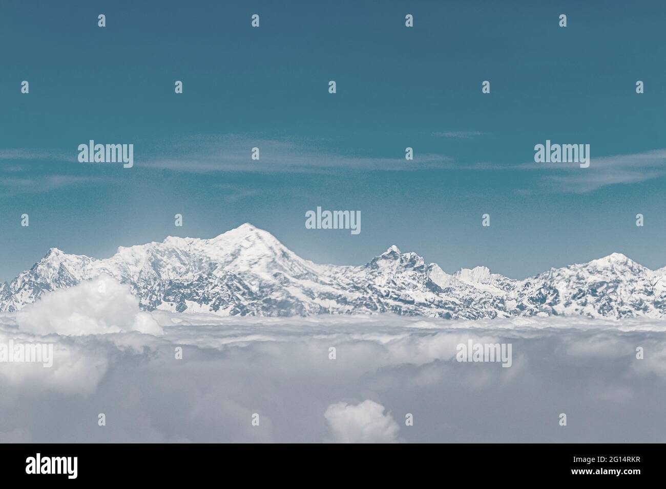 Mount Everest in the Himalayas. 8848 m high. The highest mountain on ...