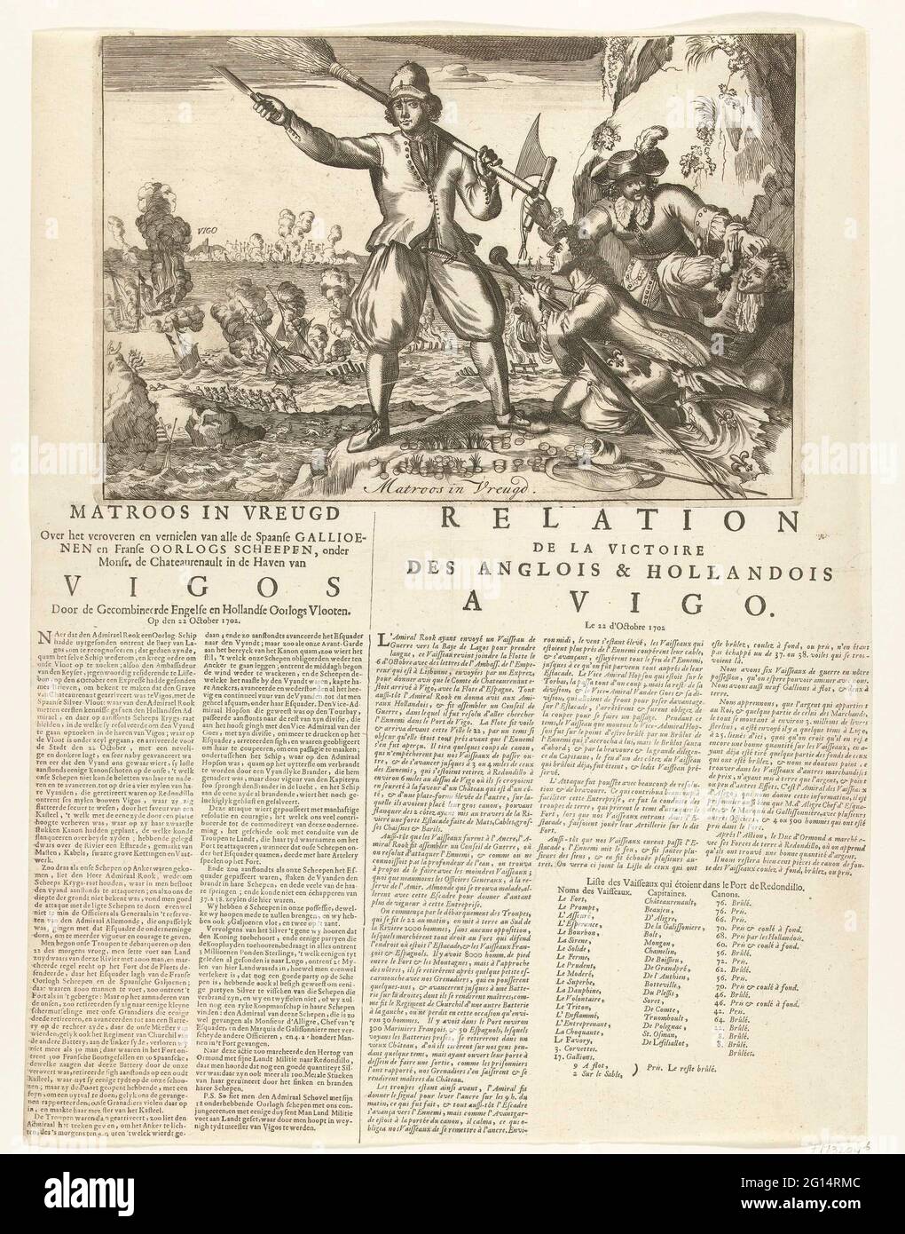 Cartoon on the victory over the French and Spaniards in the naval ...