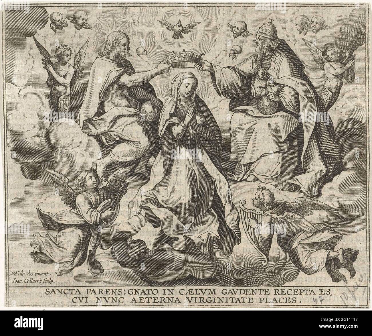 Maria coronation. The Virgin Mary is crowned in heaven by the Holy ...