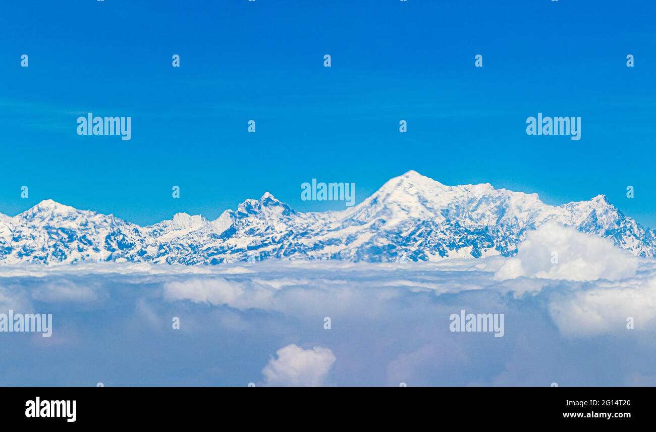 Mount Everest in the Himalayas. 8848 m high. The highest mountain on ...