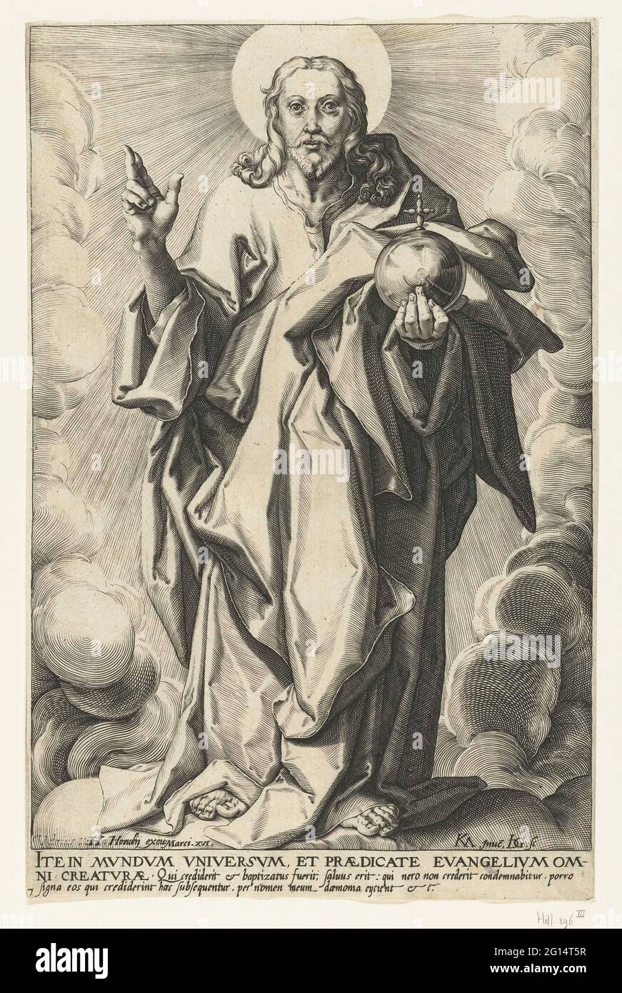 Christ as a salvator mundi; Christ, the twelve apostles and the Holy ...