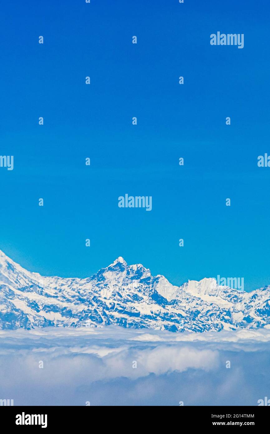 Mount Everest in the Himalayas. 8848 m high. The highest mountain on ...