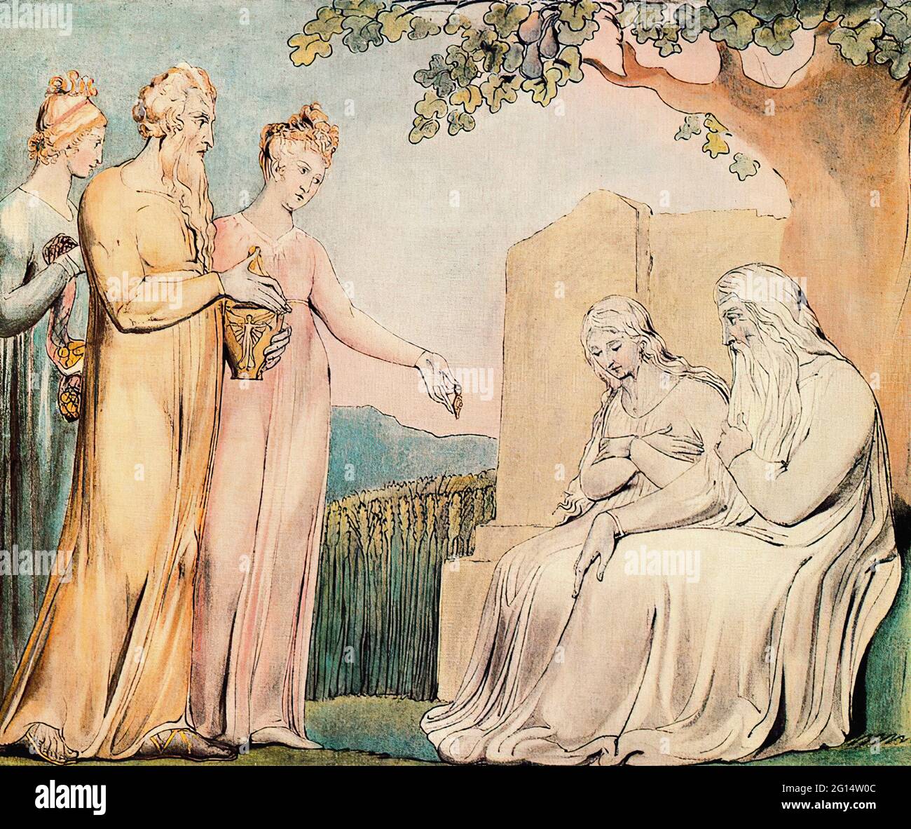 William Blake - Job Accepting Charity 1825 Stock Photo - Alamy