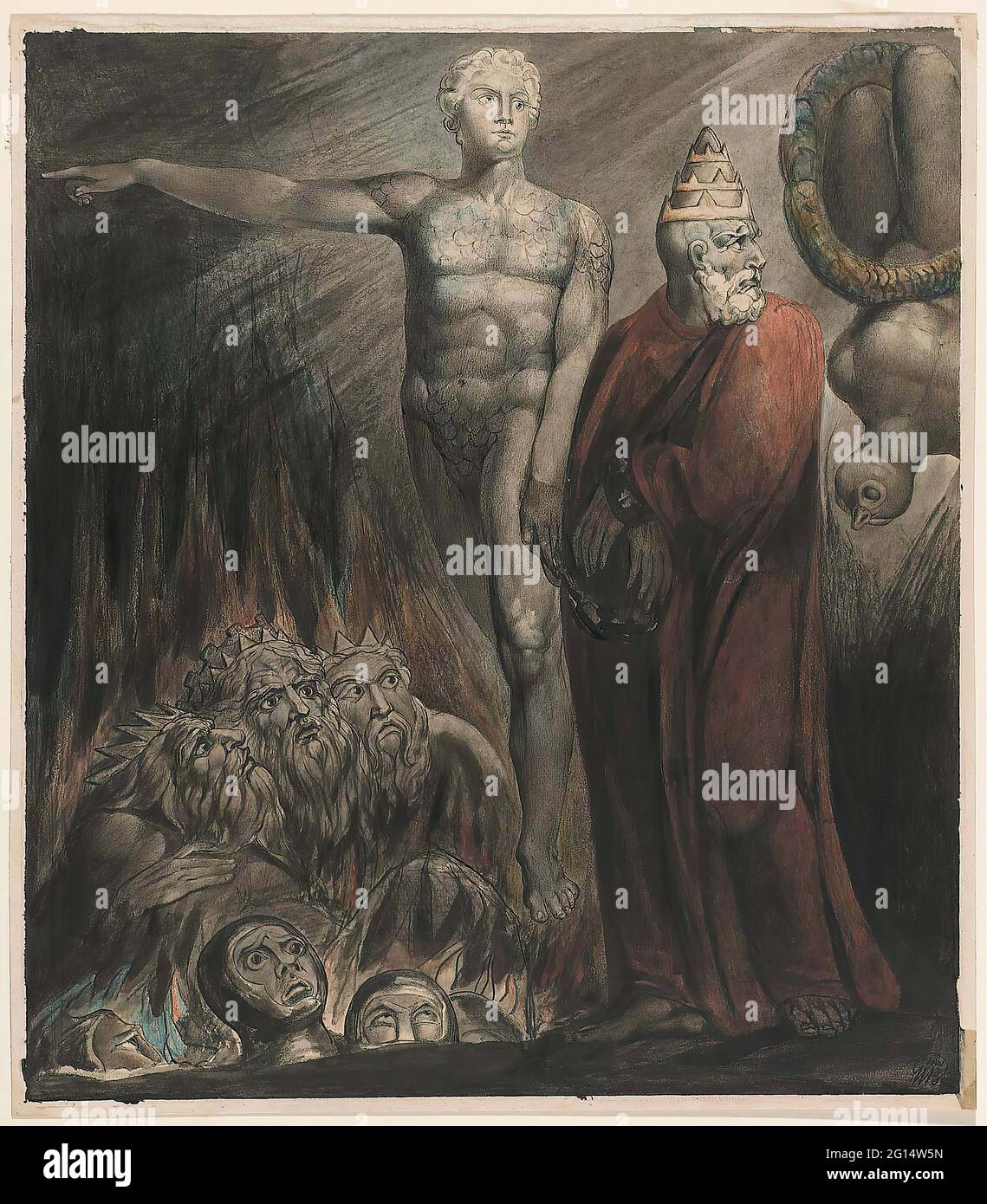 William Blake - Lucifer and the Pope in Hell the King of Babylon Stock ...