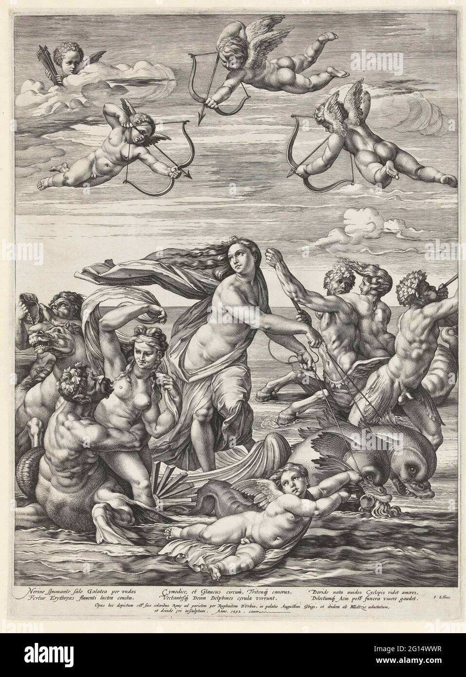 The triumph of Galatea. Galatea, over the water sailing on a shell ...
