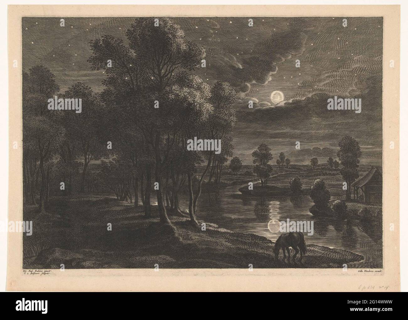 Landscape at moonlight at night Stock Photo - Alamy