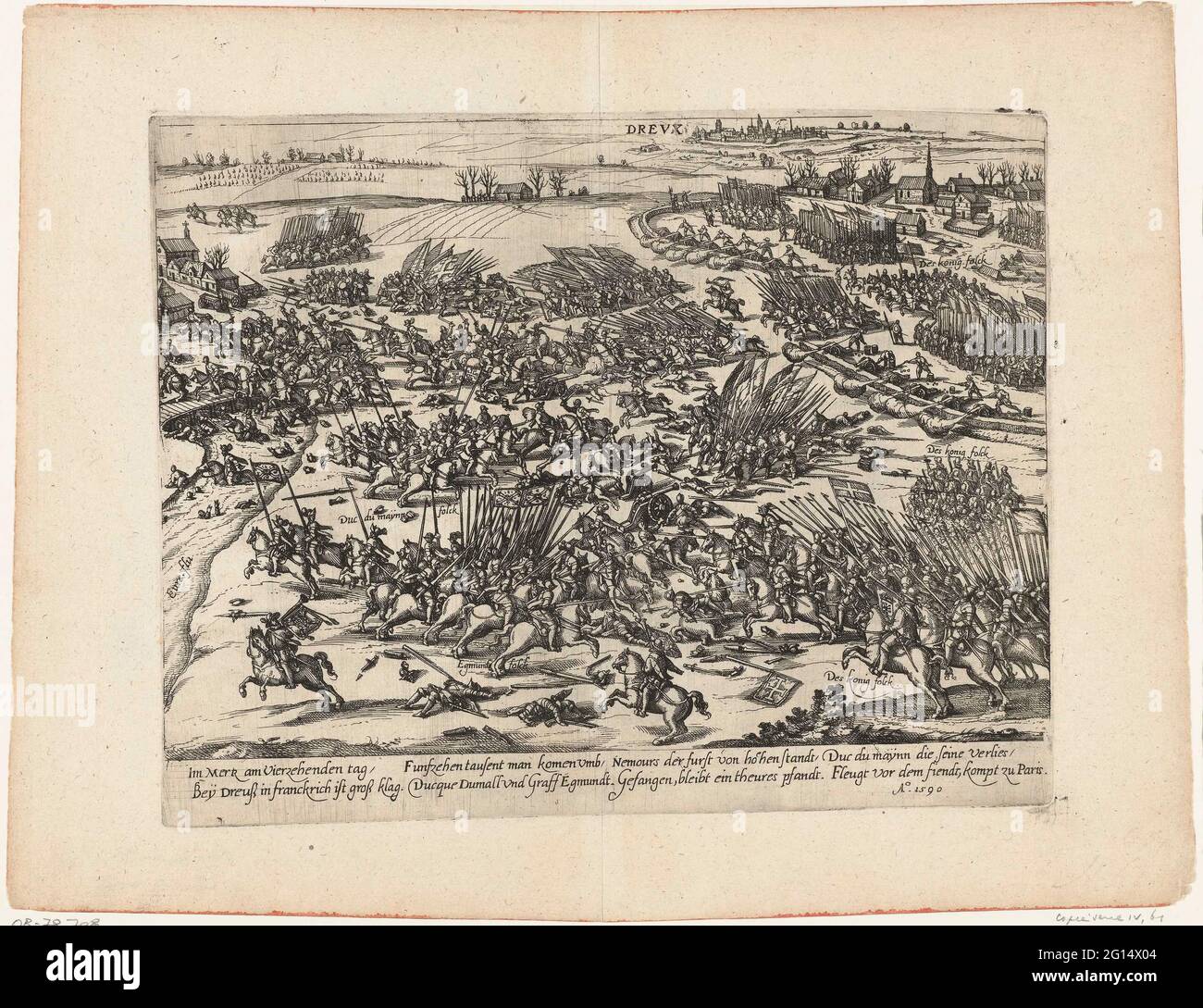 Battle of Ivry (Dreux), 1590. View of the battle at Ivry (Dreux), March ...