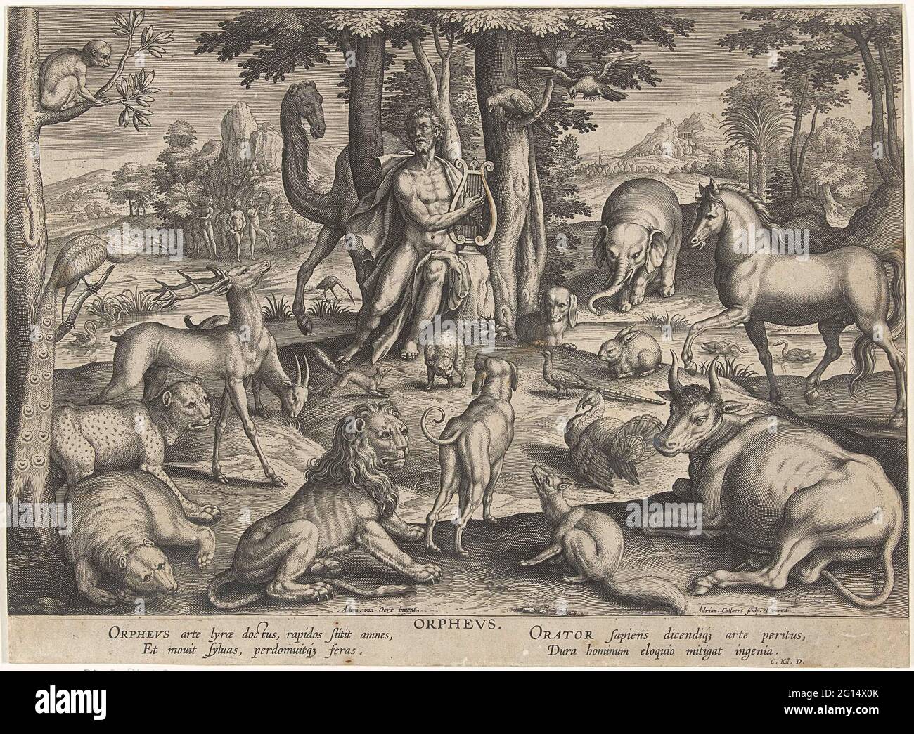 Orpheus, musical on the animals. Orpheus is against a tree and plays ...