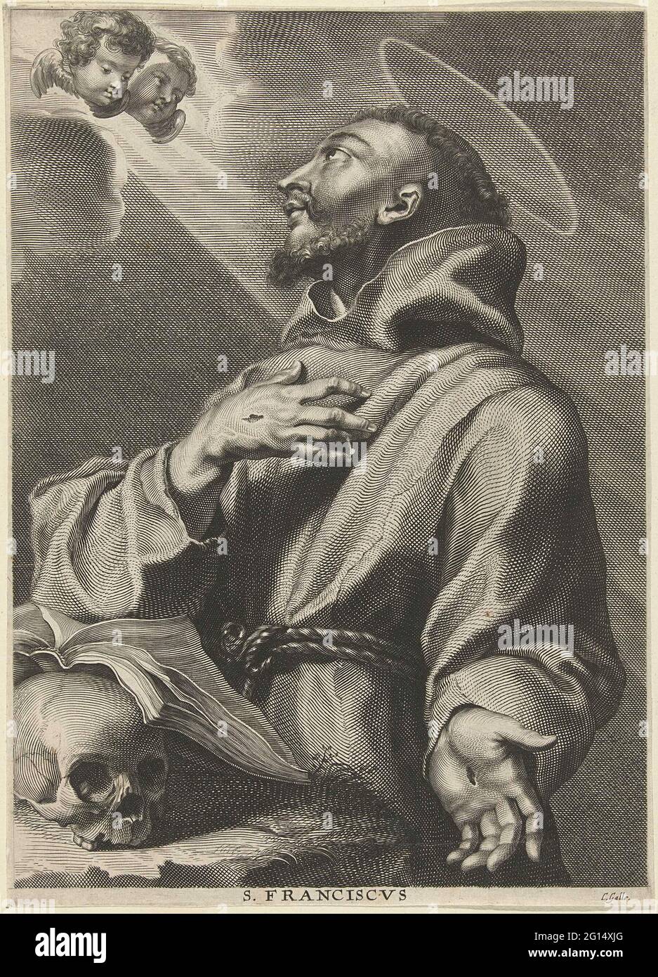 H. Franciscus van Assisi; S. Franciscvs. The H. Franciscus reading in a ...