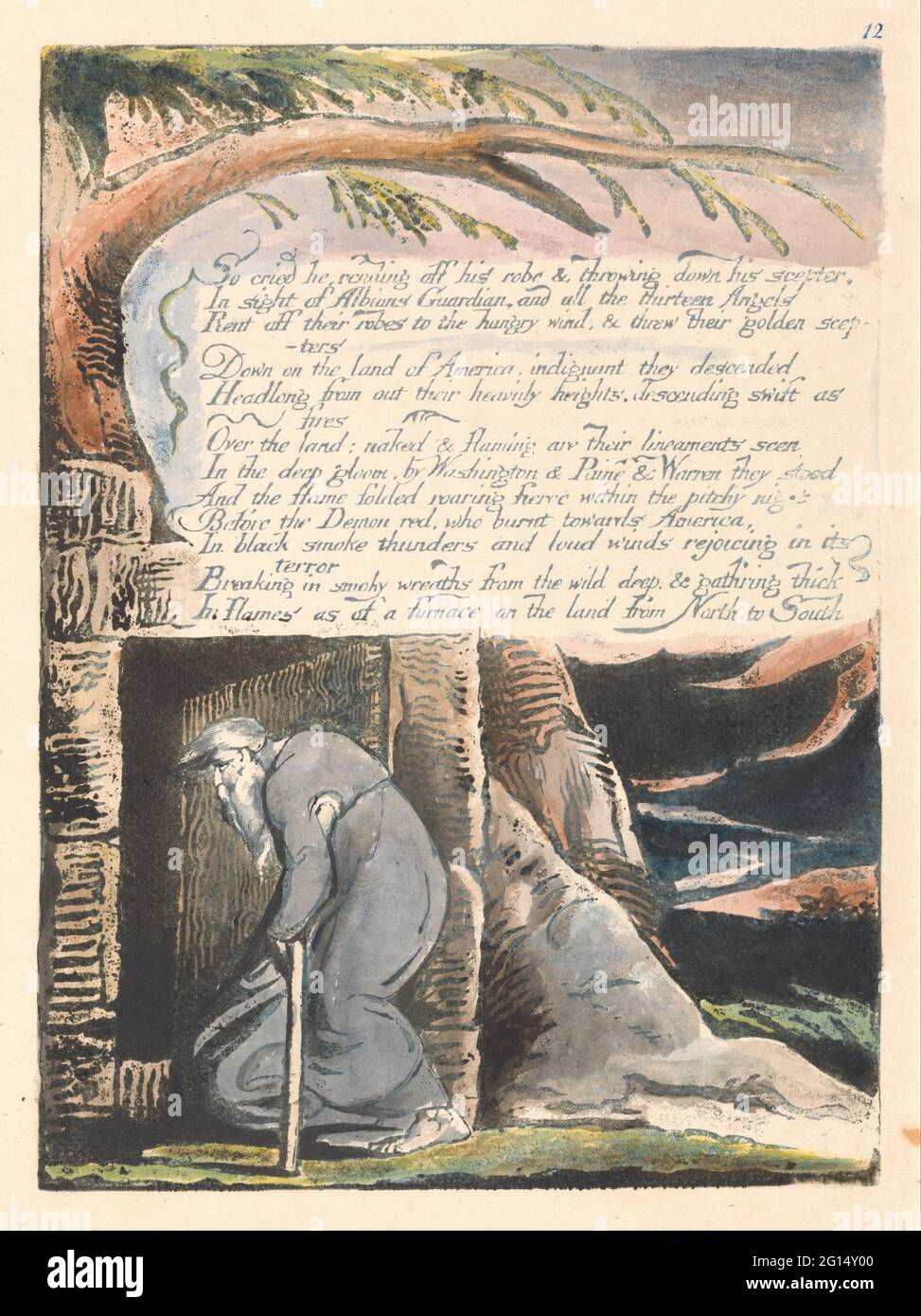 William Blake - America. A Prophecy, Plate 14, So Cried He Stock Photo ...