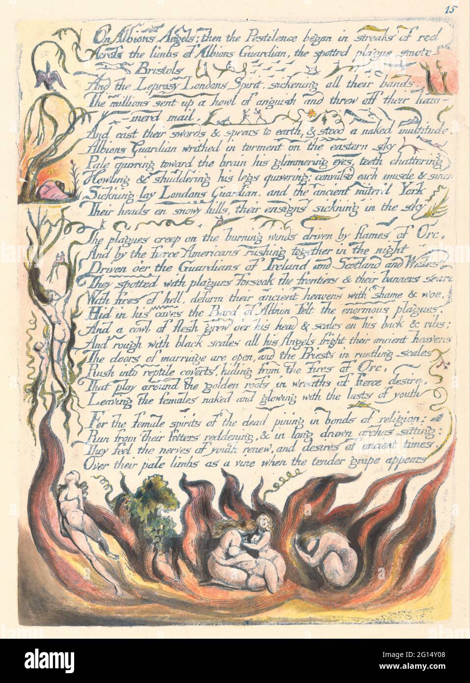 William Blake - America. A Prophecy, Plate 17, On Albions Angels Stock ...