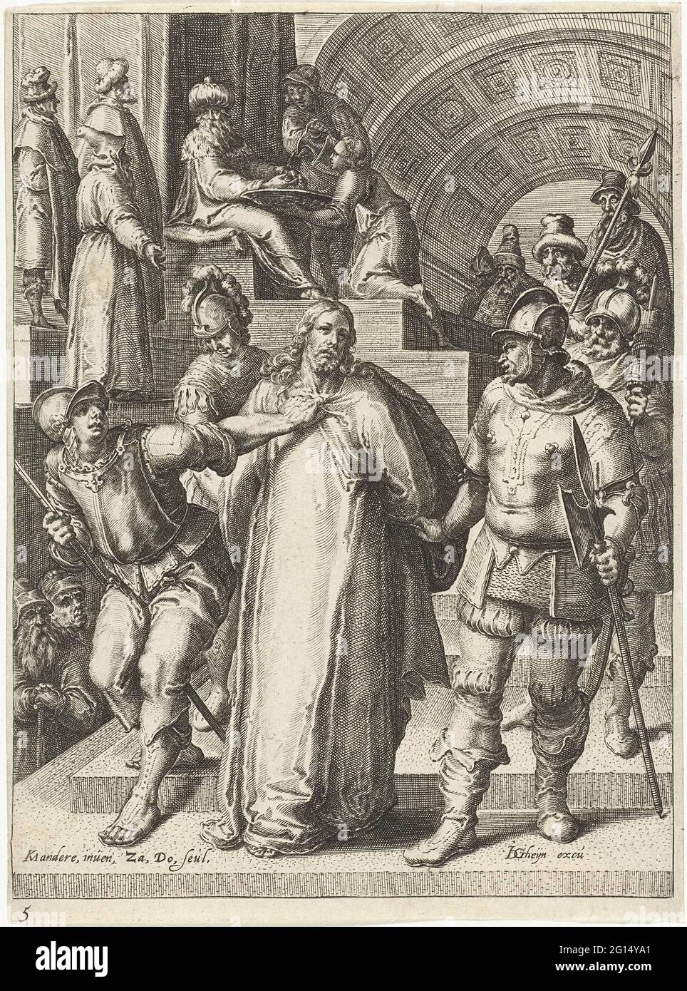 Christ for Pilate; Passion of Christ. Christ is being pre-conducted to ...