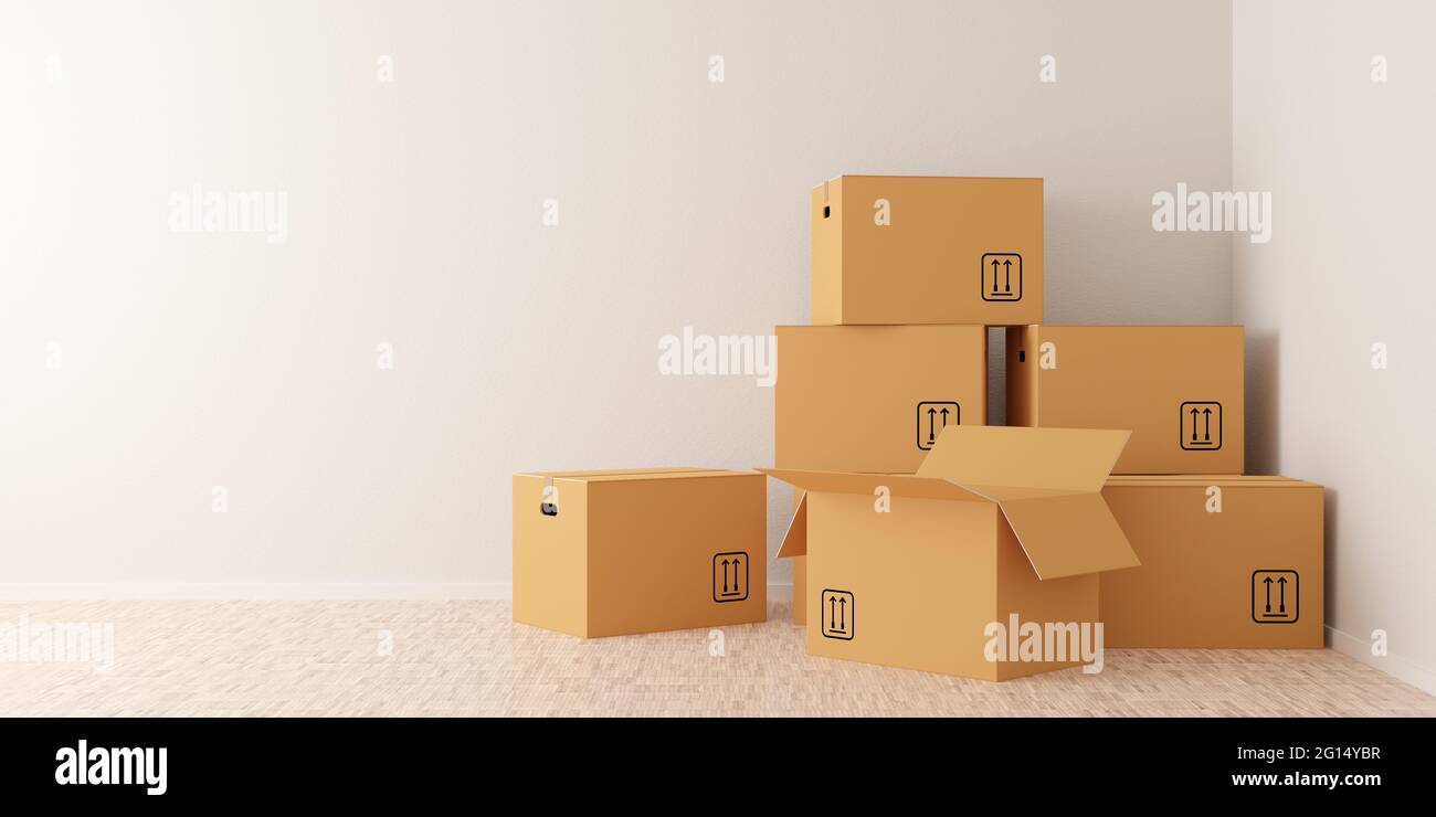Three open shipping boxes hi-res stock photography and images - Alamy