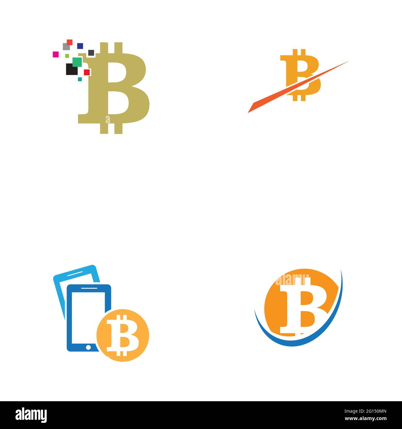 Bitcoin crypto currency logo set illustration design template Stock ...