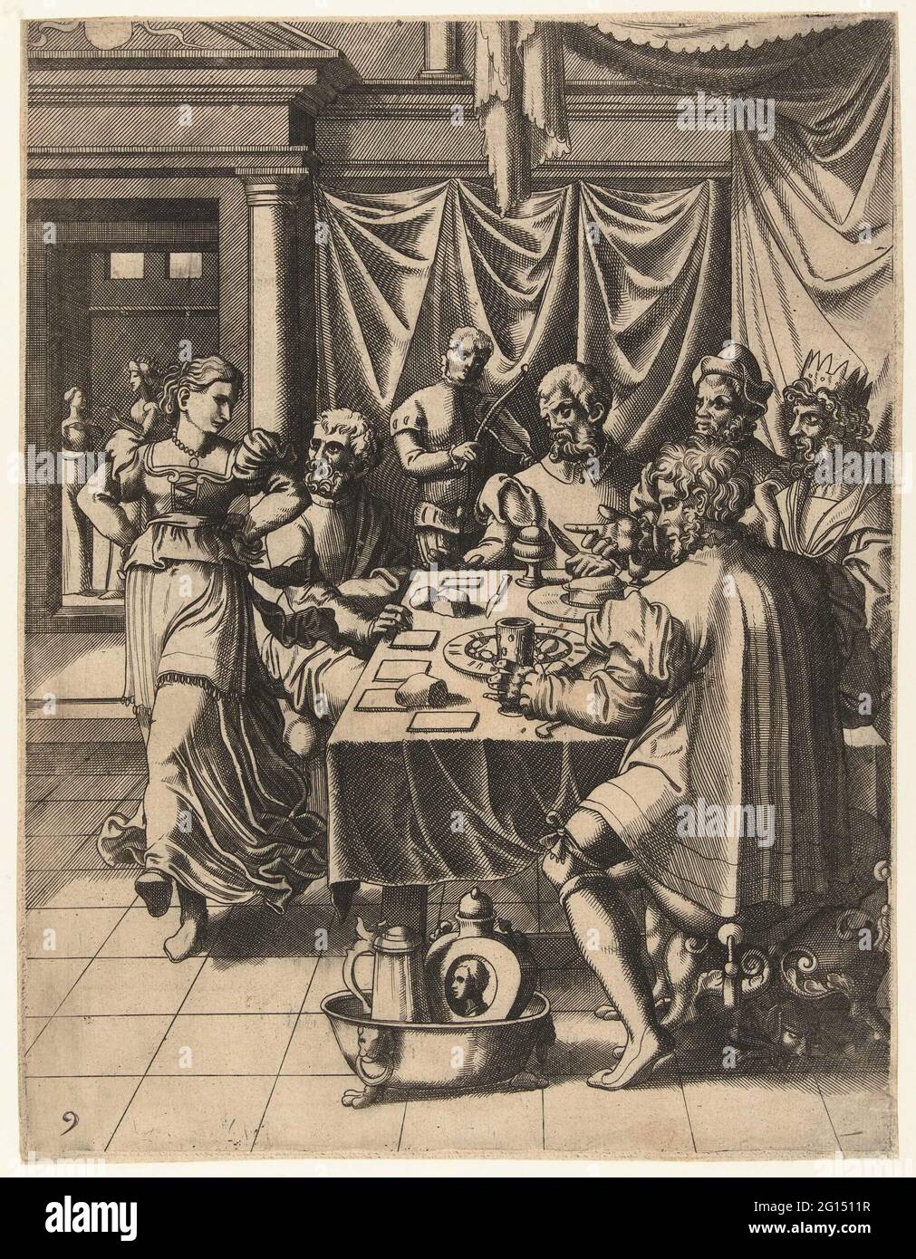 Dance from Salome; The life of John the Baptist. King Herod with men at ...