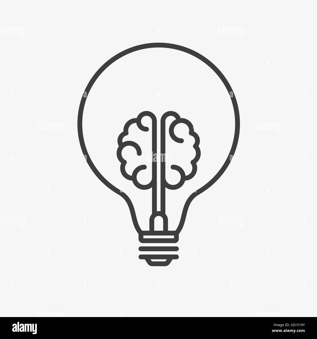 Creative Idea Line Icon. Brain in lightbulb education logo. Vector ...