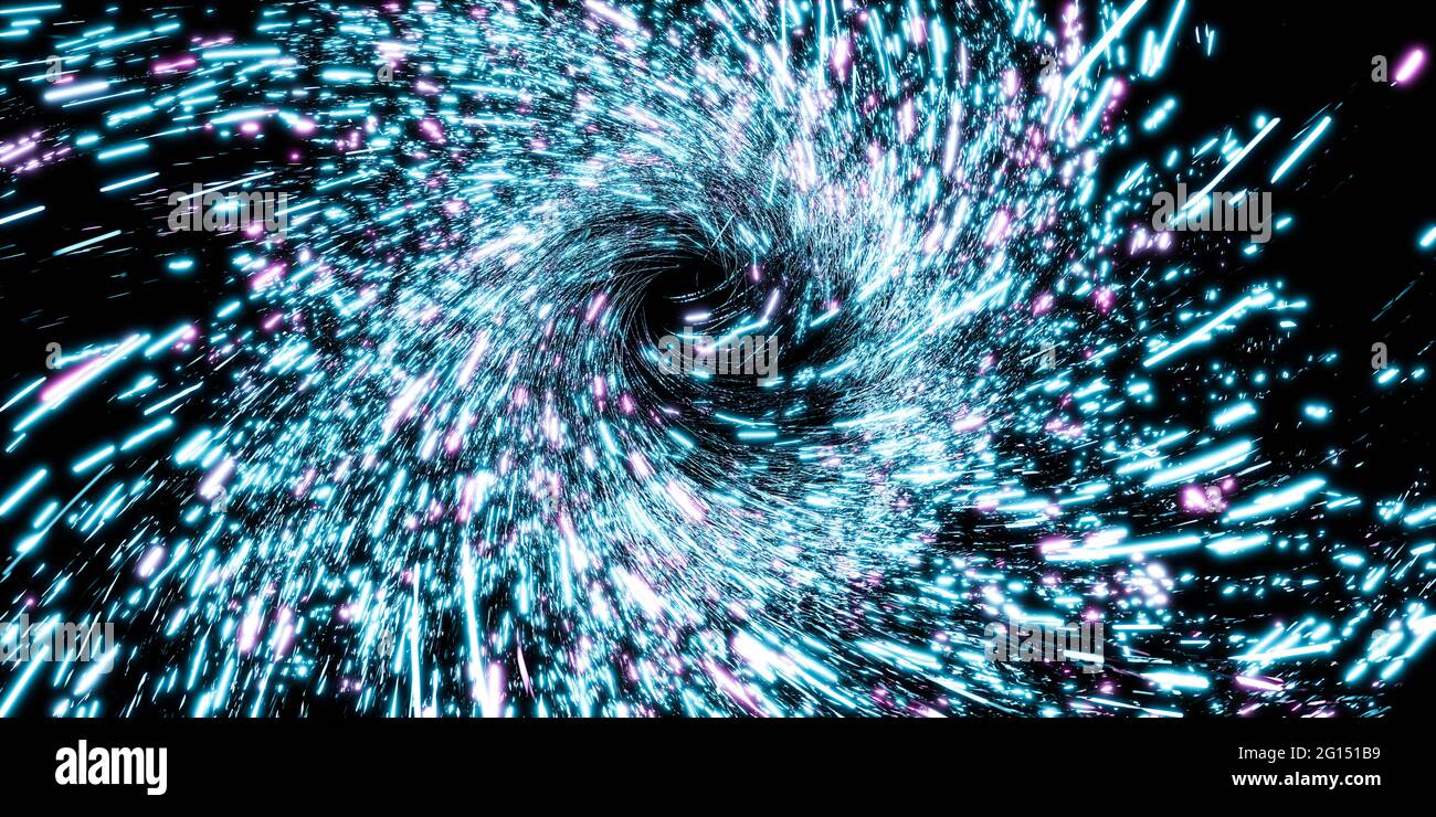 Swirling neon lights, bright whirling laser lights background 3d render ...