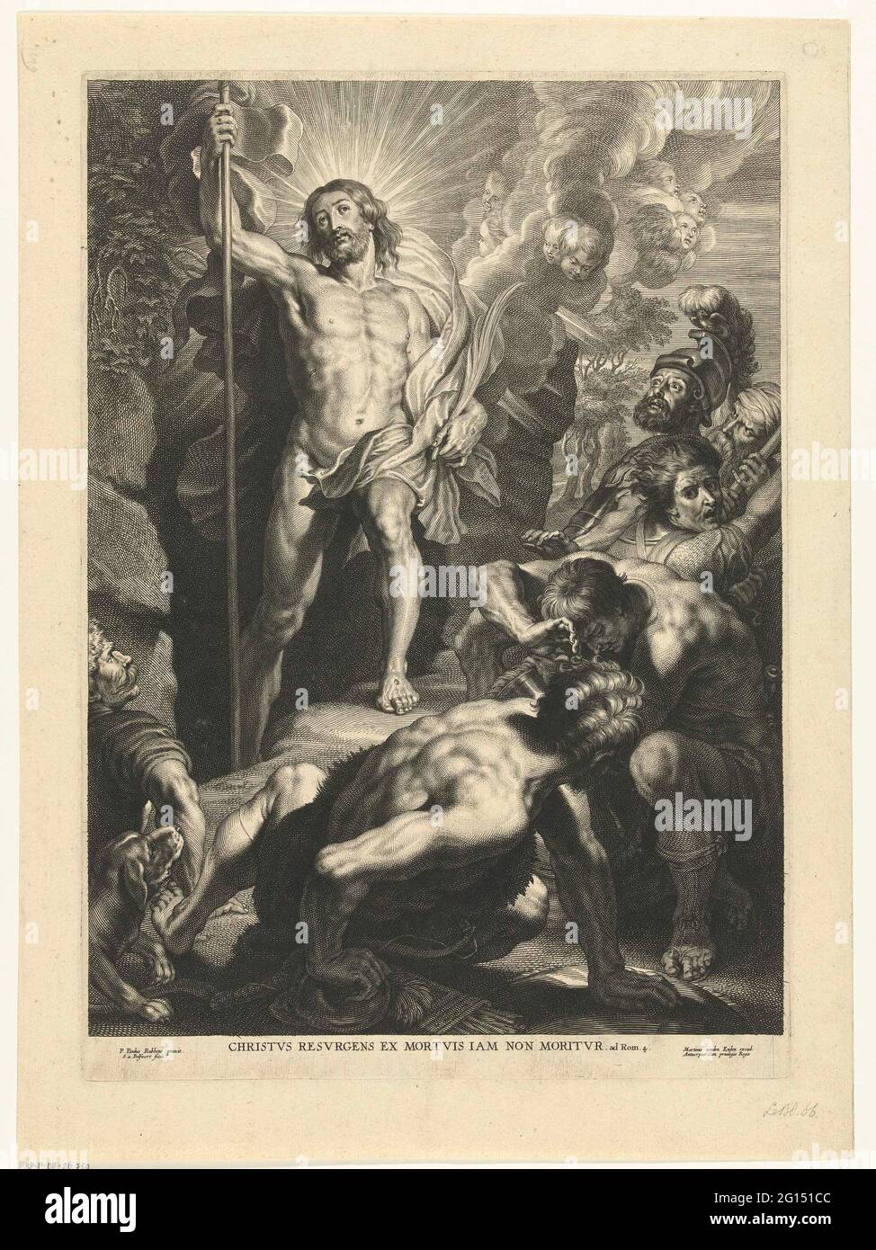 Resurrection of Christ. Christ is out of his grave and the guards ...