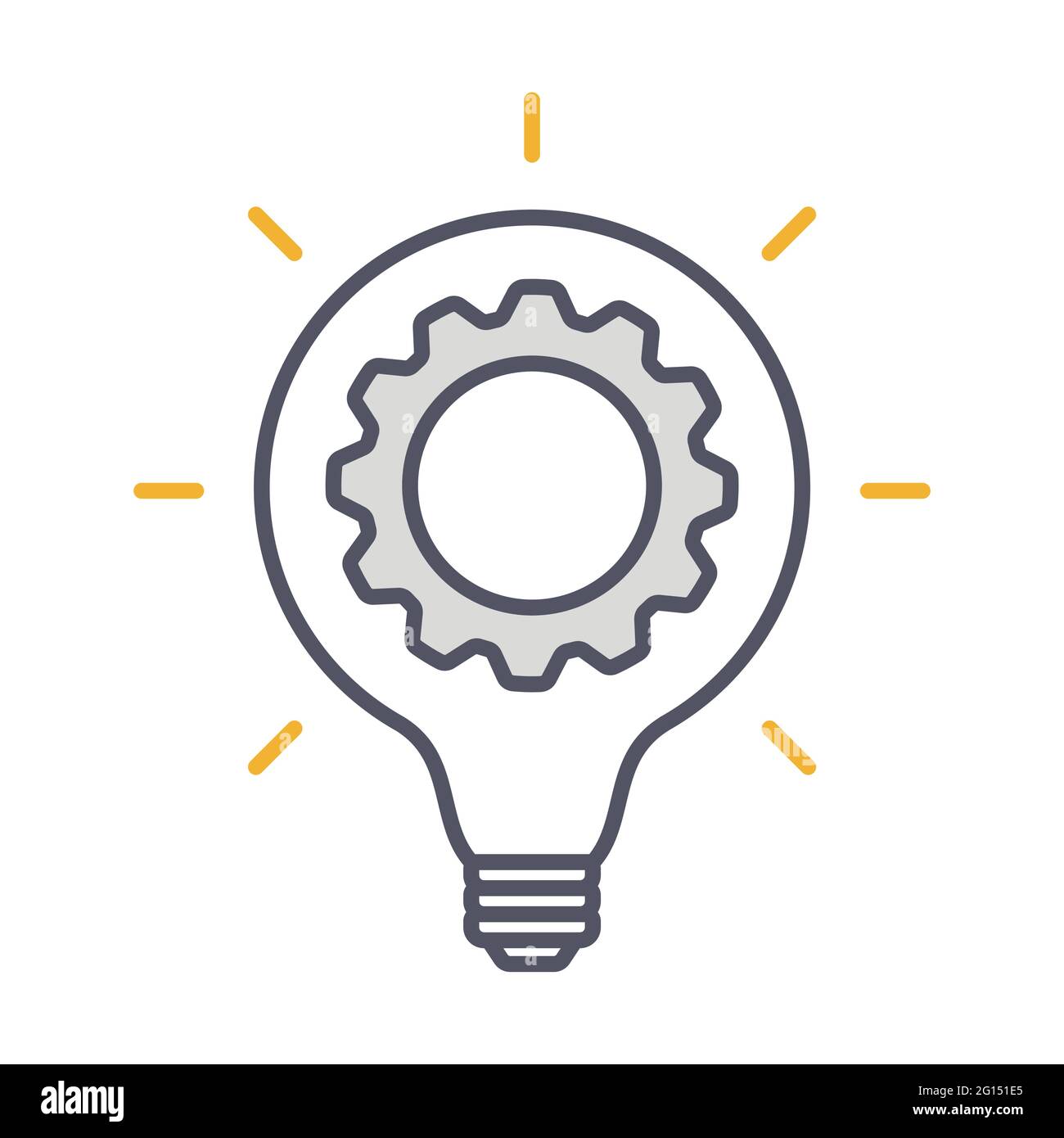 Innovation thin line symbol, cogwheel and lamp bulb Icon. Innovation logo. Vector Illustration ...